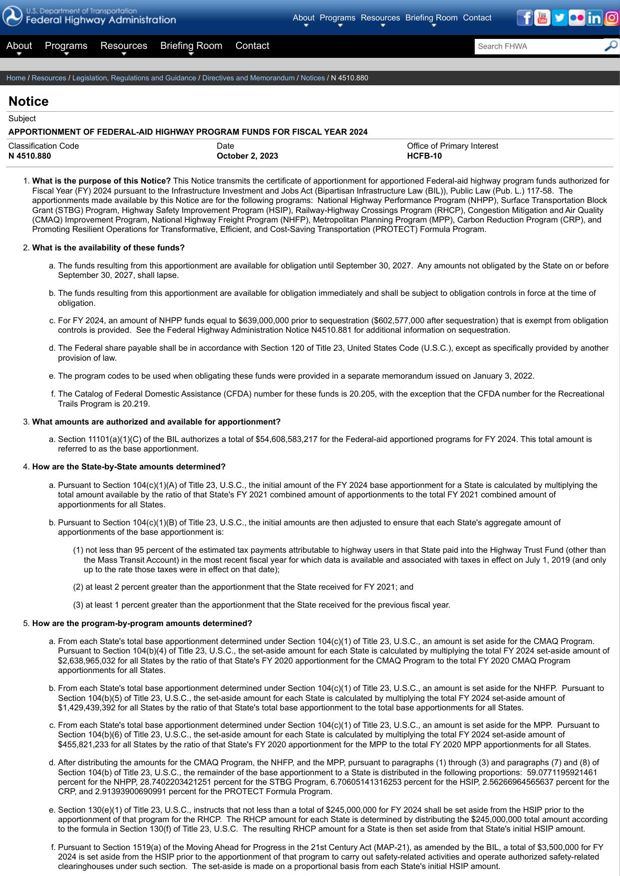 Congestion Mitigation and Air Quality Improvement Program: FY2024 ...